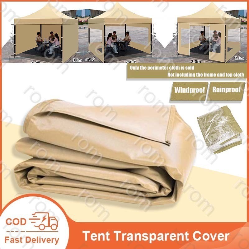 3x3/3x4.5M Tent Side Cover Transparent Retractable Tent Cover Tent ...