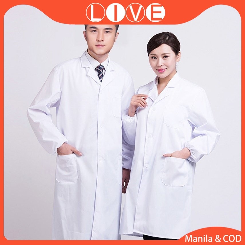White Laboratory Coat Unisex Lab Coat Long Sleeve Lab Coat Doctor ...