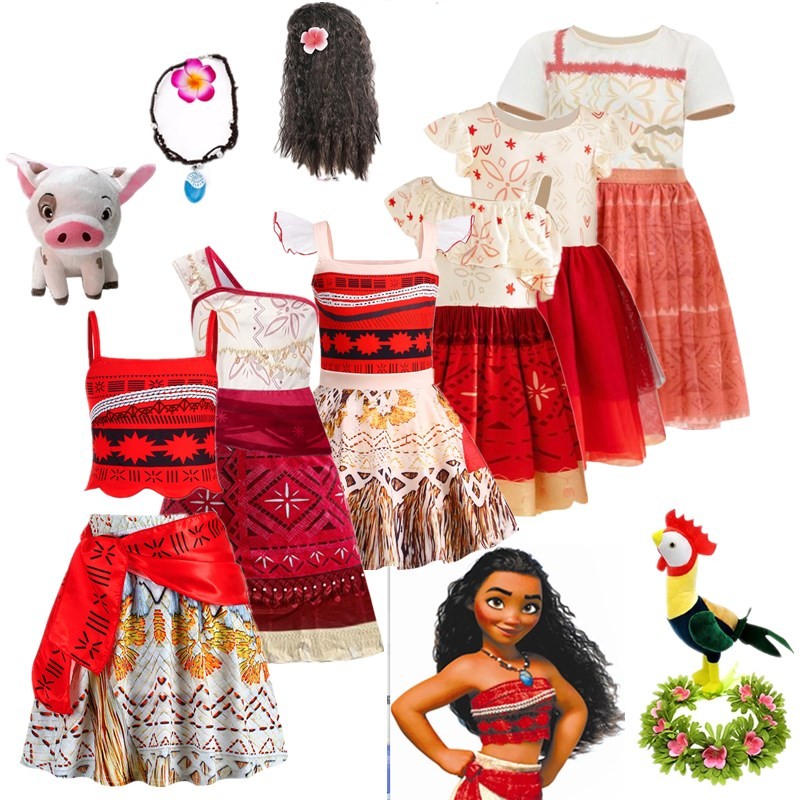 WFRV Moana Cosplay Costume Kids Clothes for Girls Birthday Party Dress ...