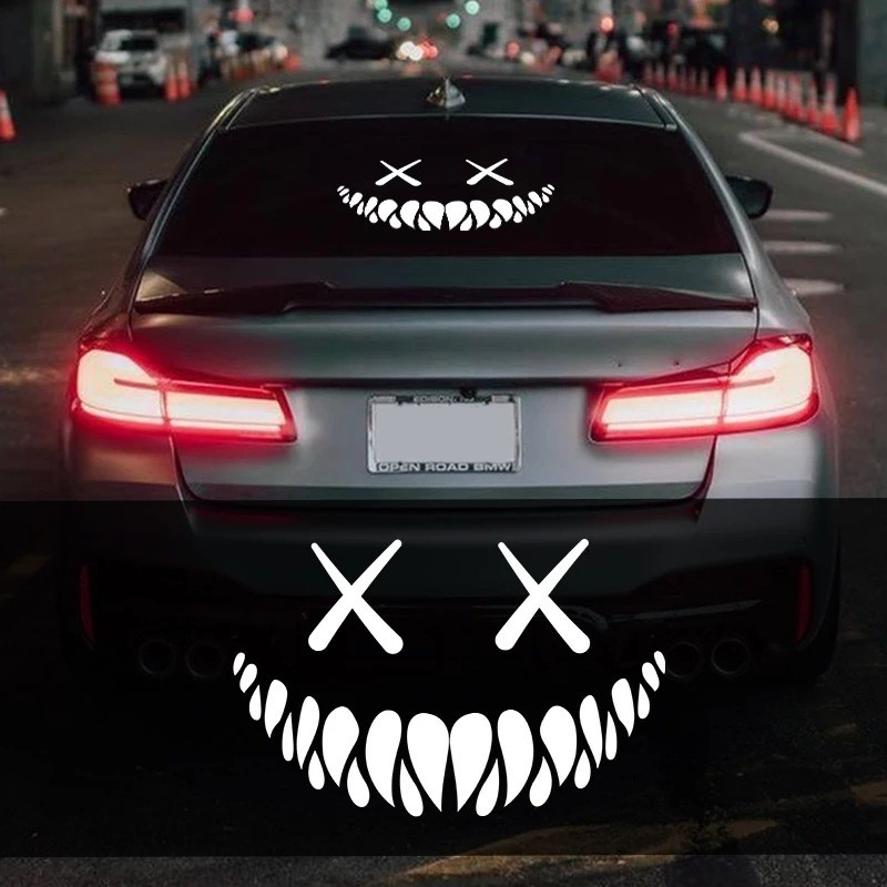 Devil smiley reflective car sticker rear windshield car sticker funny ...