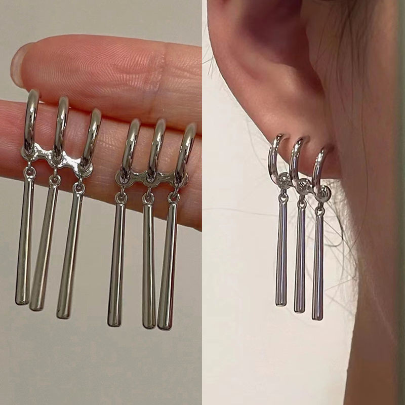 European and American Simple and Versatile Single Earhole Earrings with ...