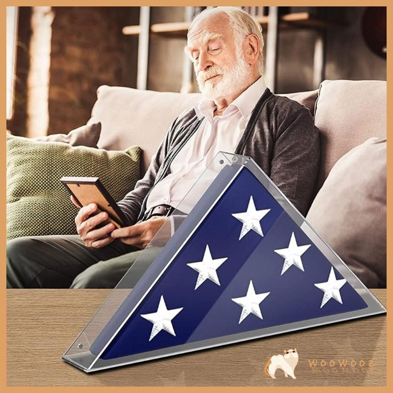 WOOW Flag Storage Box Secure Triangle Flag Container Clear Acrylic Flag ...