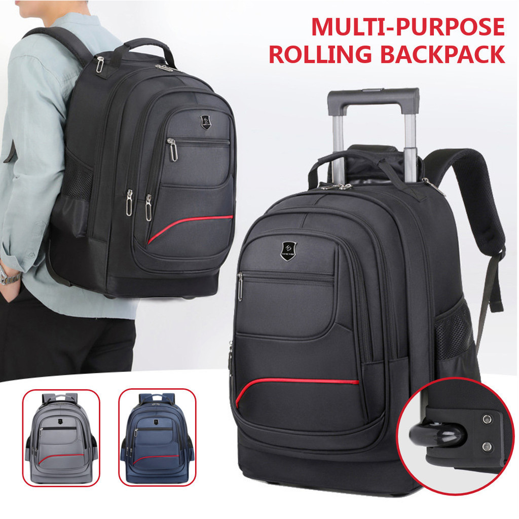 Rolling Backpack Versatile Carry-On Backpack with Wheel Large Travel ...
