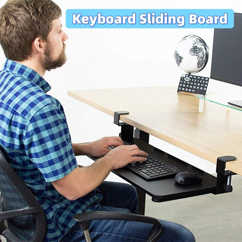 Keyboard Sliding Board Tray Mouse Holder Clamp Extension Bracket Under ...