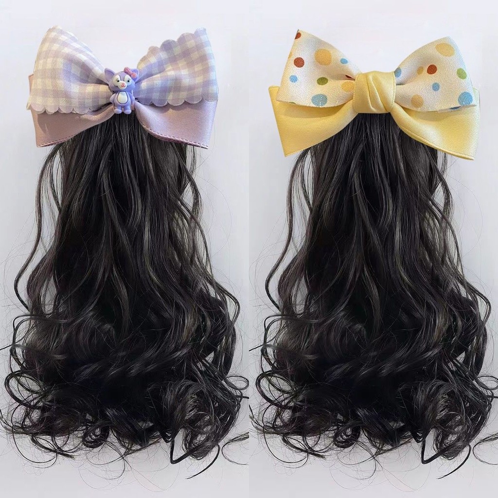 Little Girl Wig Pear Flower Roll 30cm Bow Princess Styling Curly Hair ...