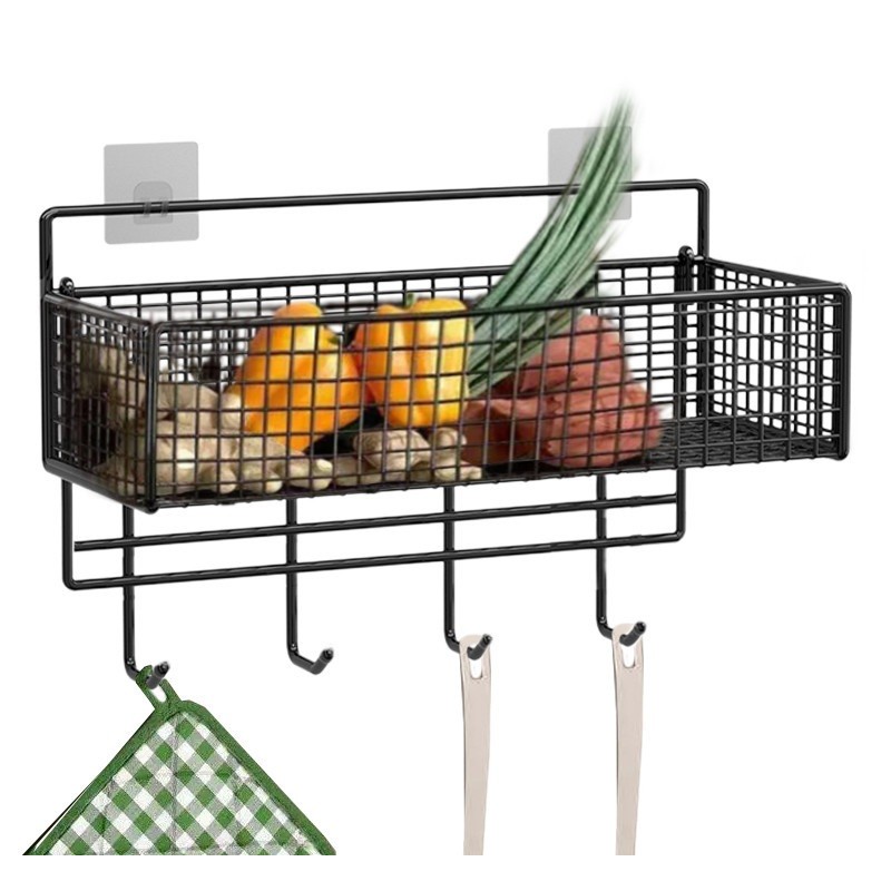 Bathroom Organizer Rack Wall Shelf Mounted Hanger Multifunction Hanging ...