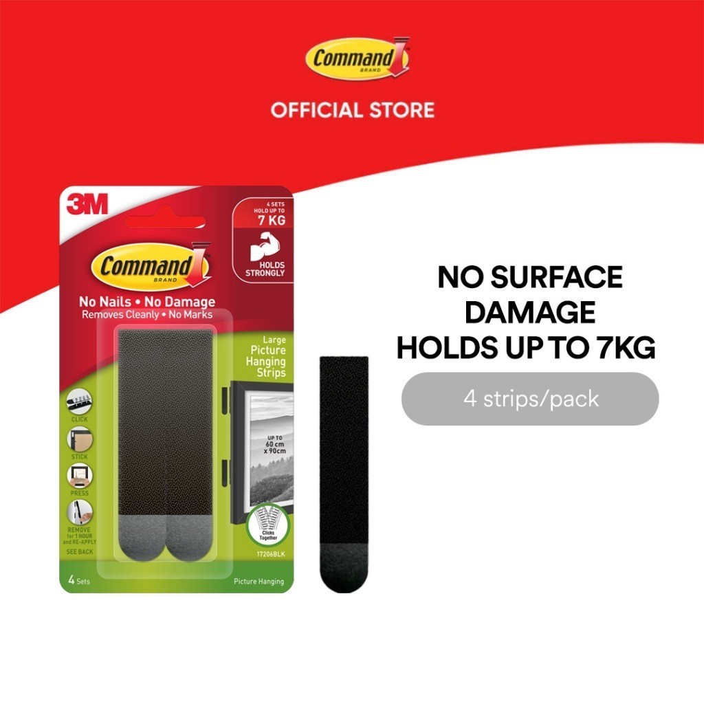3M Command Large Picture Hanging Strips, 17206-BLK, No Surface Damage ...