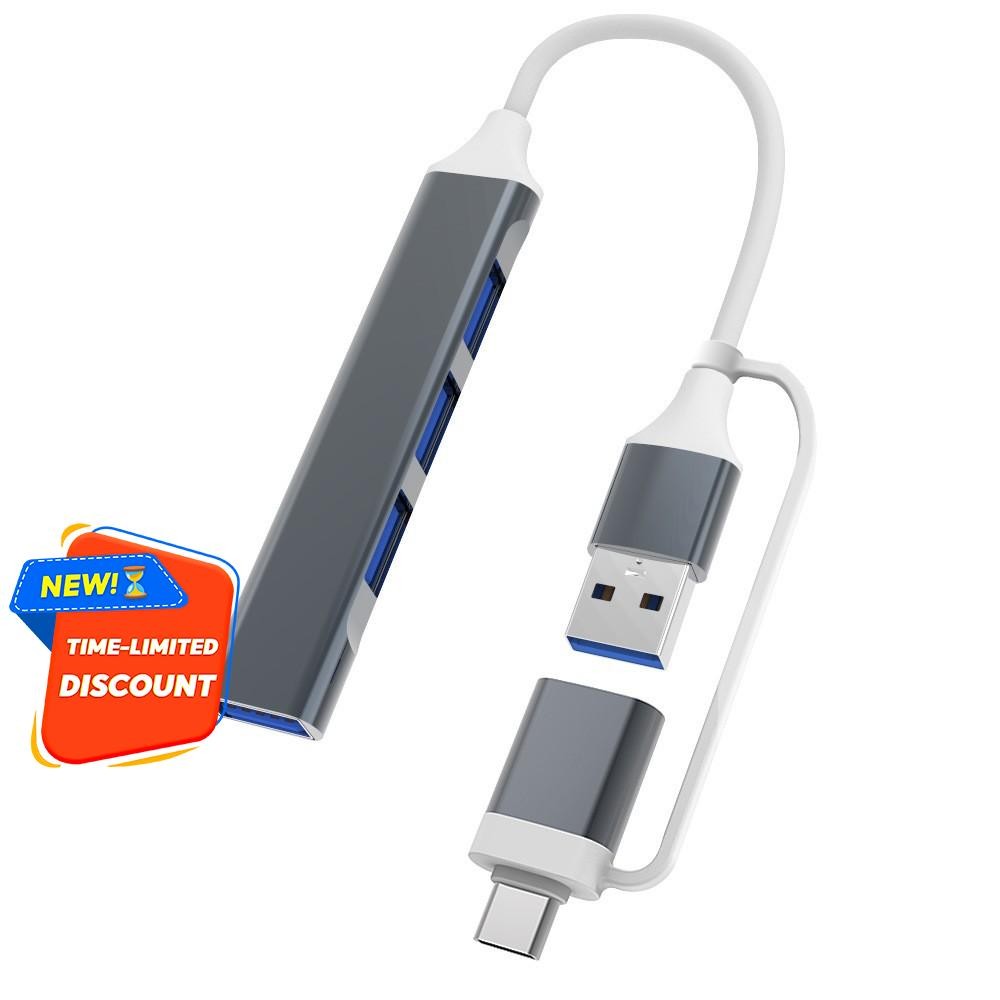 Ultra-Thin Mini Portable 4-Port USB 3.0 Hub with USB/Type-C/2in1 to 4 ...