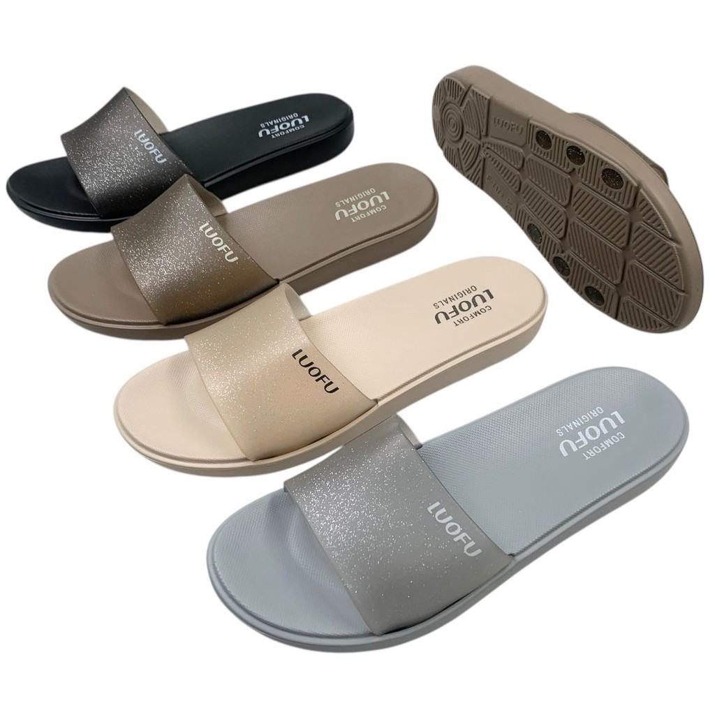 OS LUOFU Imported Glitter Women's Rubber Slippers E7172TF-BRBW (AQ5 ...