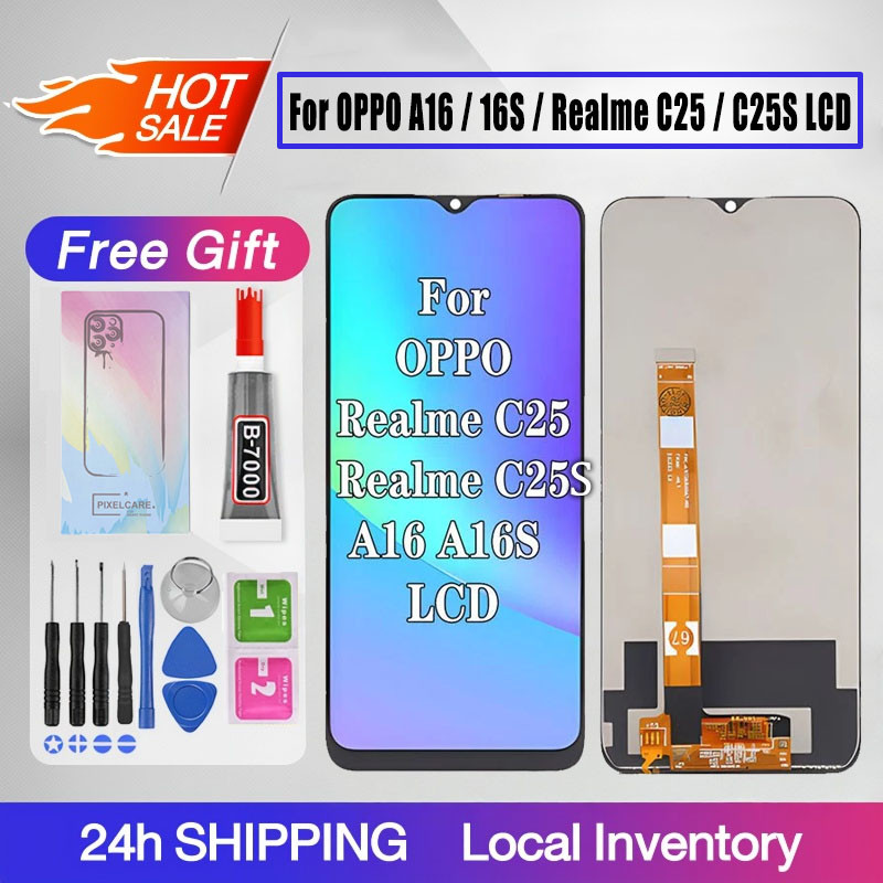 Techparts LCD For OPPO A16 / 16S / Realme C25 / C25S + Screen parts + Free screwdriver set ...