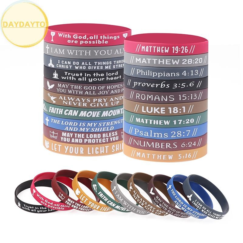 DayDayTo 40pcs Inspirational Bible Verse Silicone Bracelets Faith-Based ...