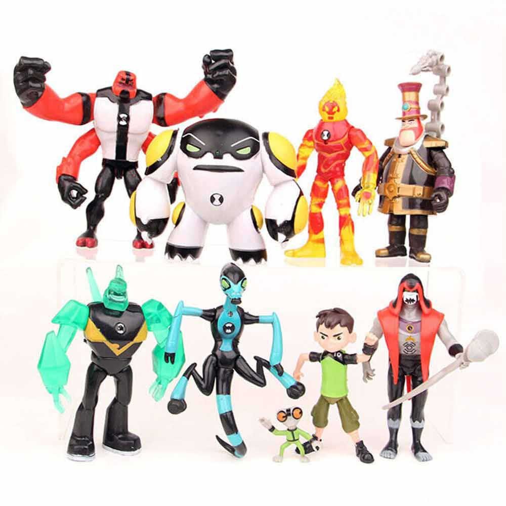 9Pcs BEN 10 Character Figures Alien Tennyson Figure Patung Heatblast ...