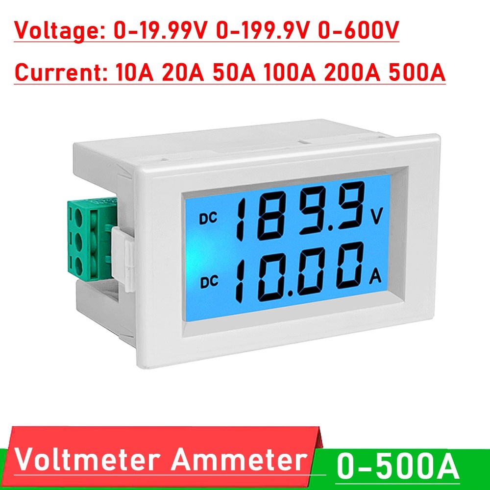 new DC Voltmeter Ammeter 20V 200V 600V 10A 20A 50A 100A 200A 500A ...