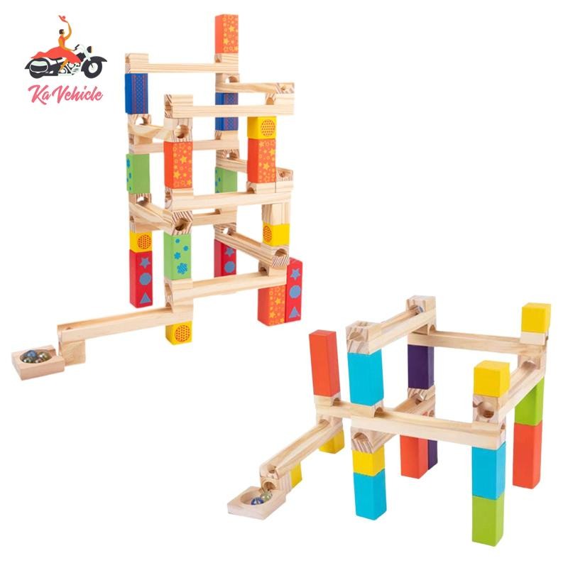 [Whstrong] DIY Wooden Track Marble Toy Track Marble Run Hobbies Toys ...