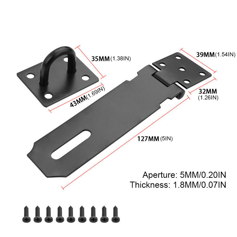 3/4/5 Inch Hasp Latch Lock Stainless Steel Safety Gate Lock Black Gate ...