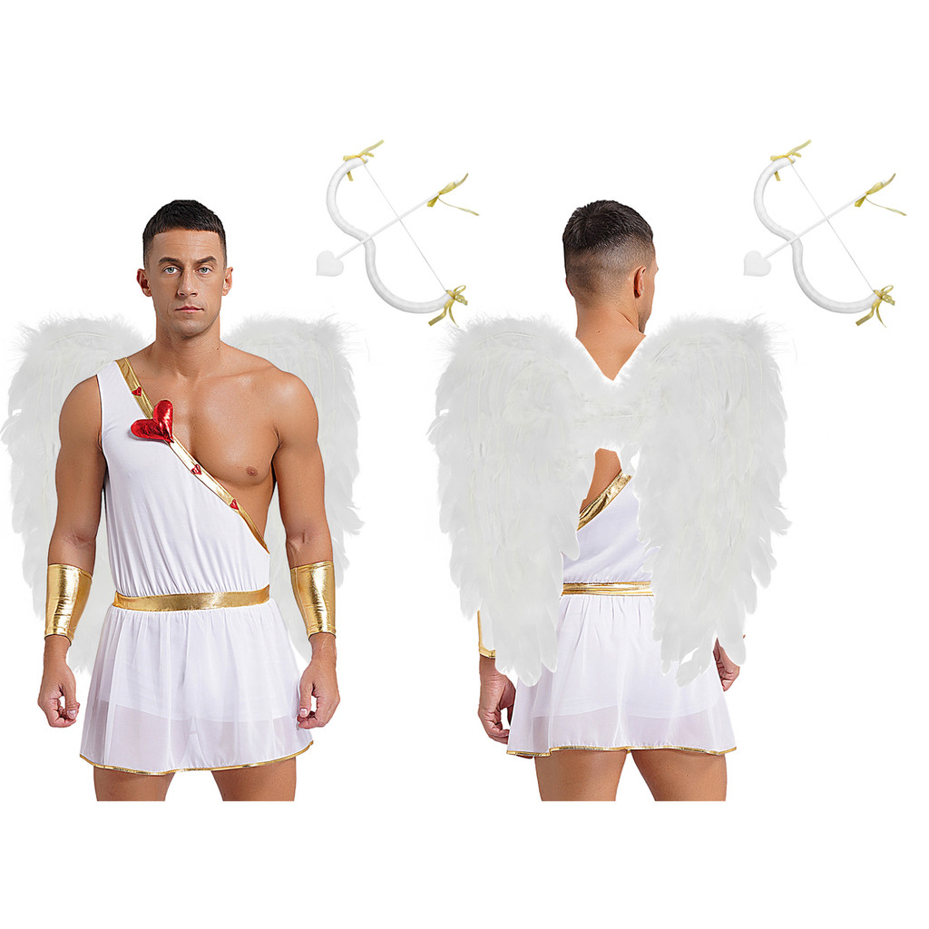 Linjinx #S-3XL Men Valentine Cupid Cosplay Costume Outfit Heart-shaped ...