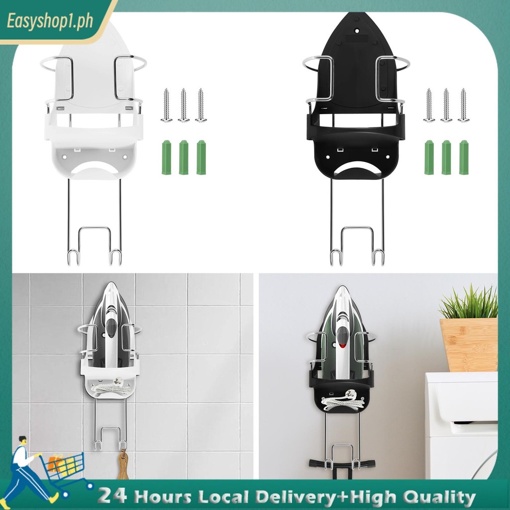 Wall Mount Ironing Holder Electric Iron Holder With Guardrail and Hook ...