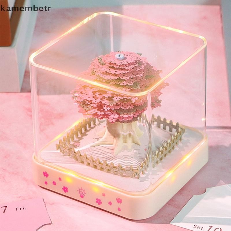 ka Cherry Tree Desk Calendar With LED Lights 2025 Calendar Memo Pad ...