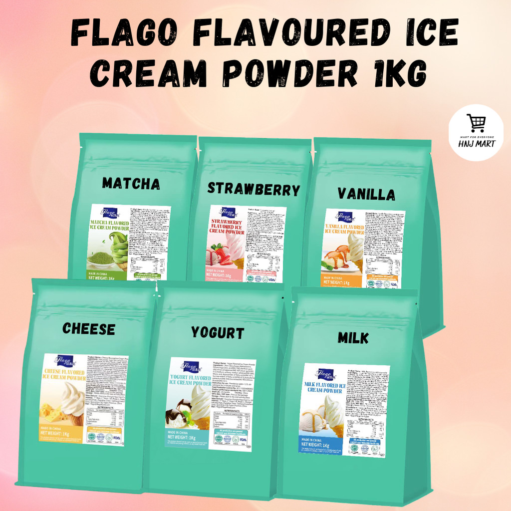 FLAGO FLAVOURED SOFT SERVE ICE CREAM POWDER 1KG (MATCHA/ STRAWBERRY ...