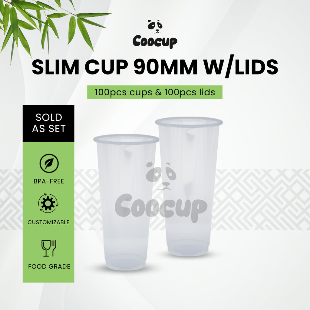Slim Cup 90mm with Lids (100pcs / Bundle) Milktea Cups / disposable cup ...