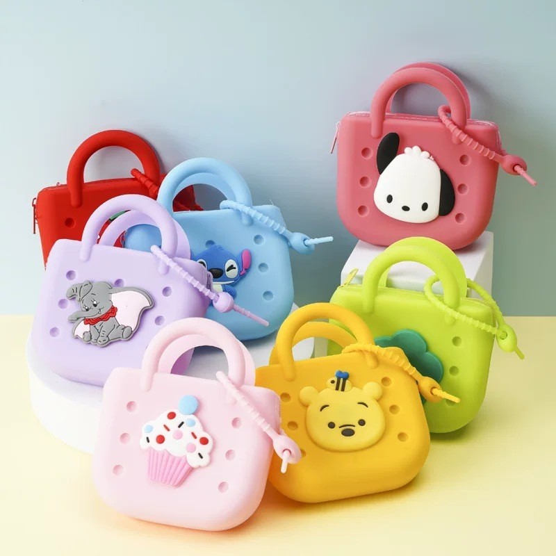DIY Jibbitz Charm Cute Mini Coin Purse Keychain Design Tote Bag Jelly ...