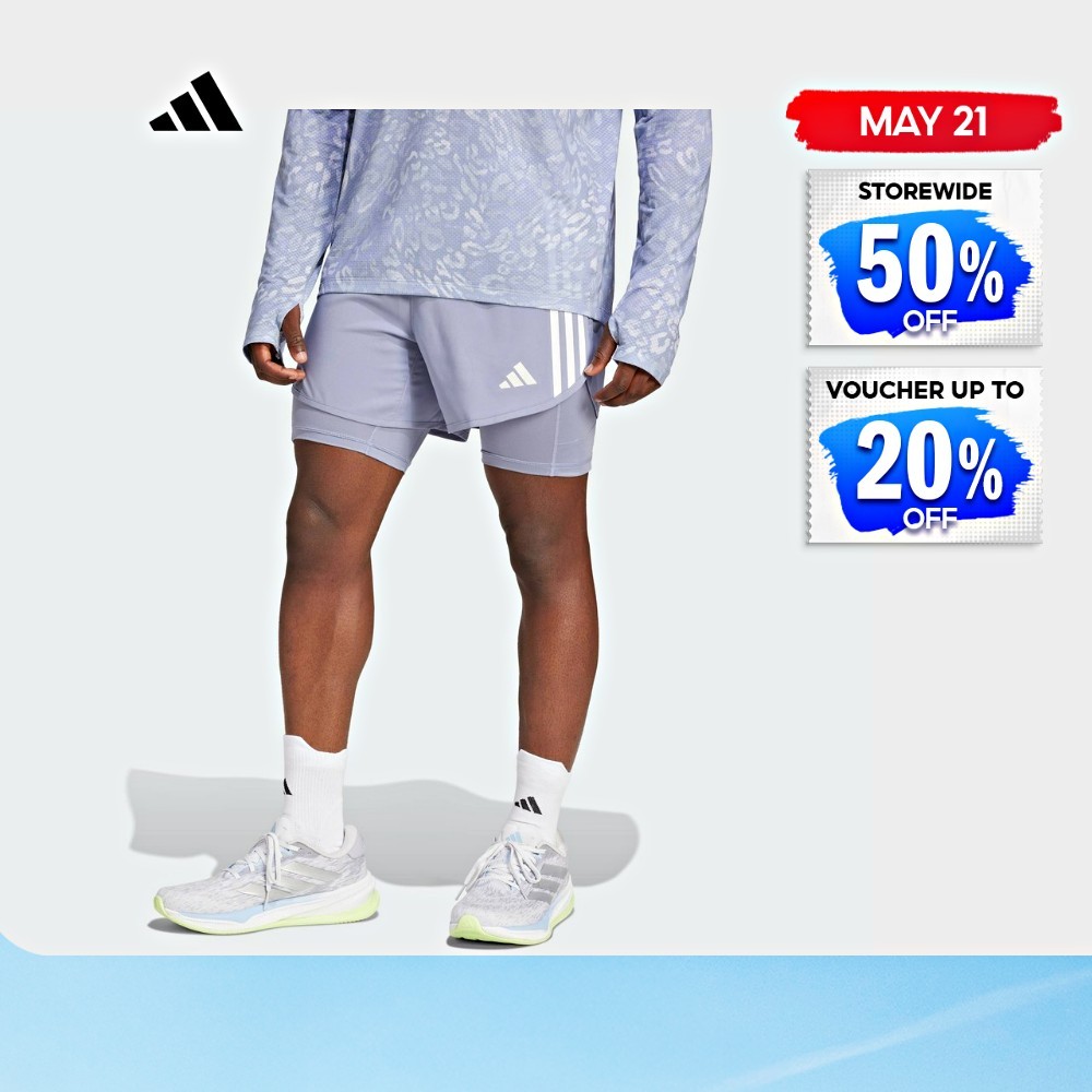 adidas Running Own the Run 3-Stripes 2-in-1 Shorts Men Purple JD2321 ...