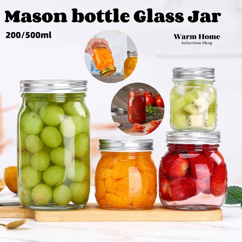 Mason bottle Glass Jar Container Can Head Bottle Food Storage Tank With ...