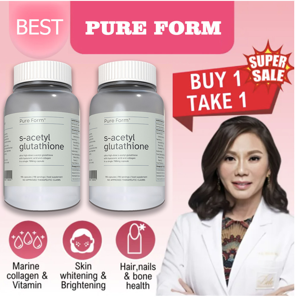 【BUY 1 TAKE 1】90Caps PURE FORM S-Acetyl Glutathione Hyaluronic Collagen ...