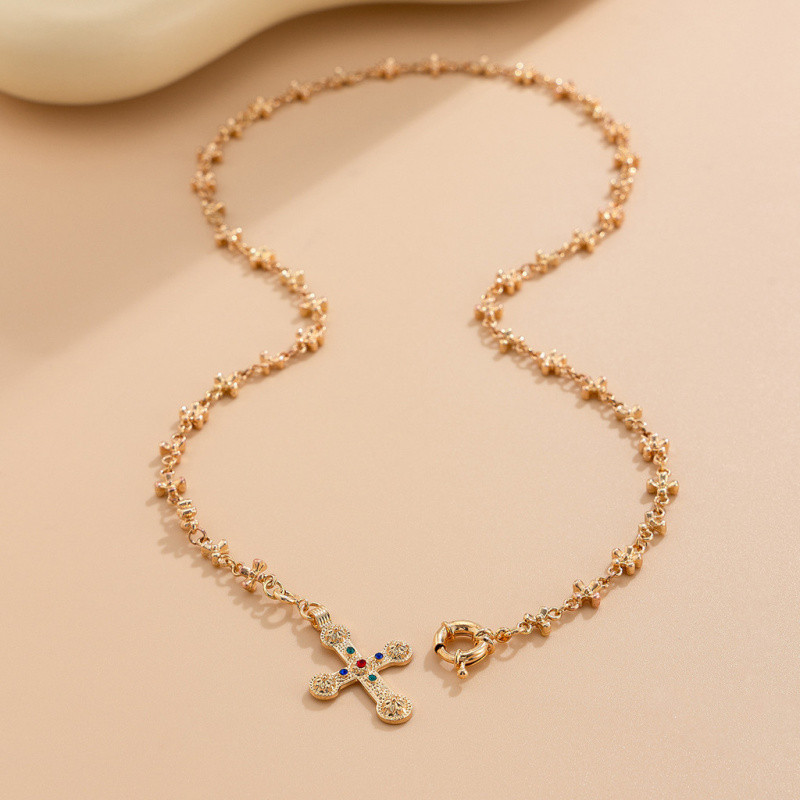 Diamond-encrusted cross necklace, autumn and winter hip-hop trend ...