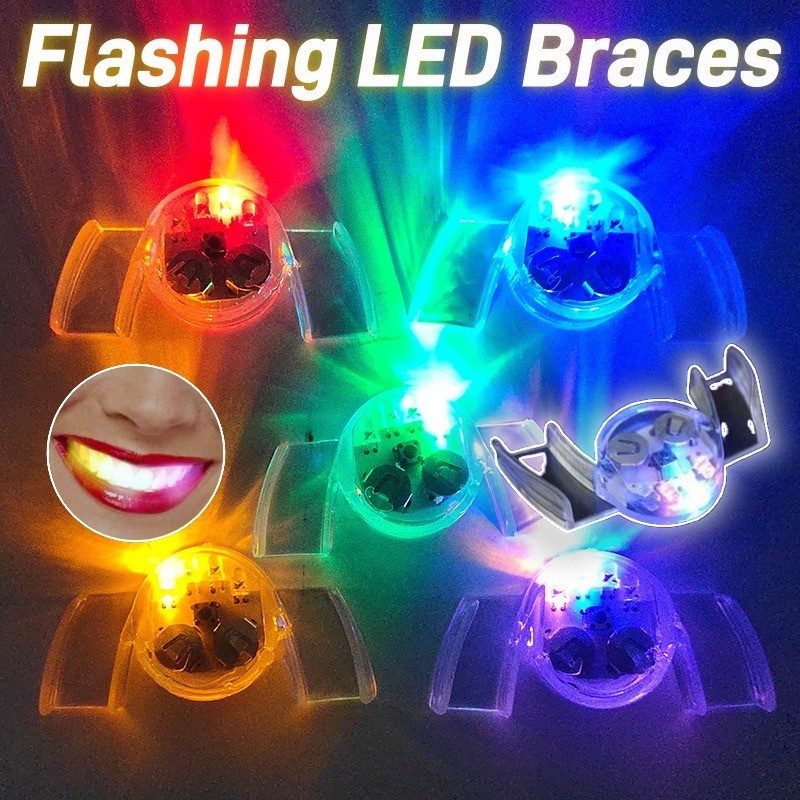 Flashing Braces LED Light Up Mouth Braces Piece Play Tricks Glow Teeth ...