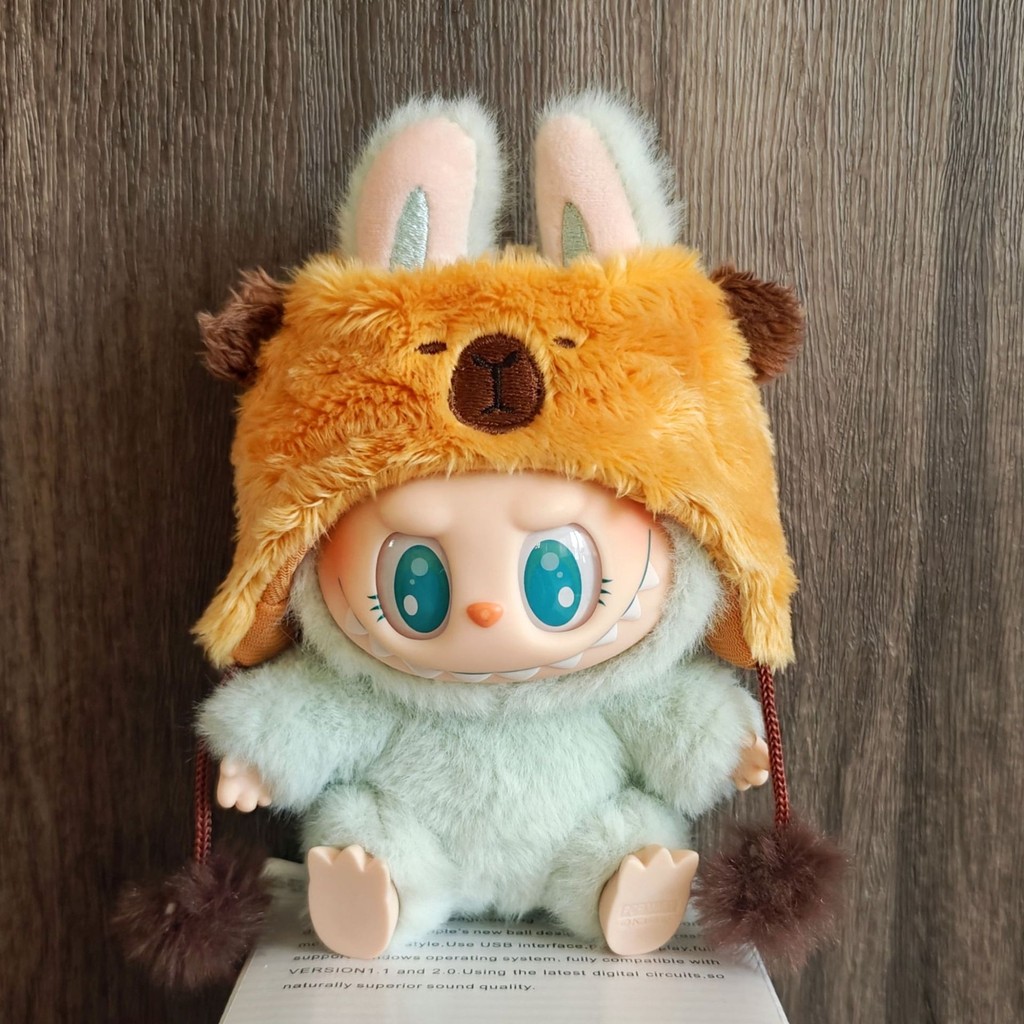 Labubu Hat Cartoon Capybara Plush Cute Hat for Labubu Have A Seat ...