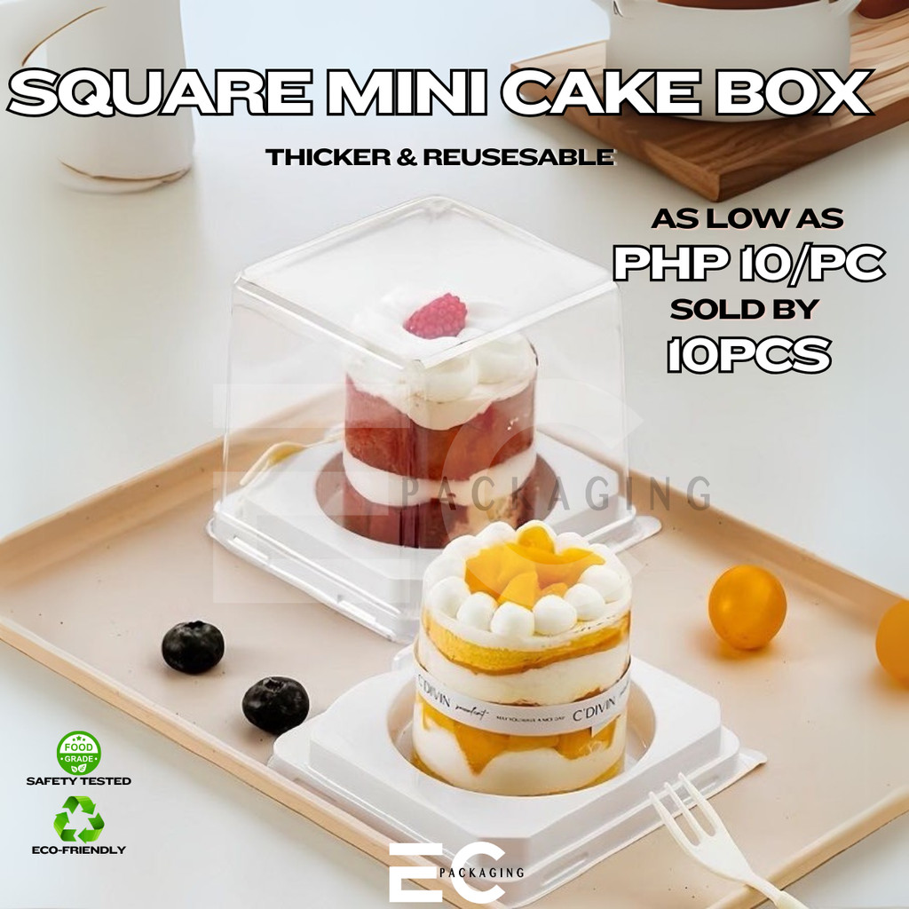EC 10pcs/20pcs Transparent Mini Cake Box Cake Packaging with Fork Food ...