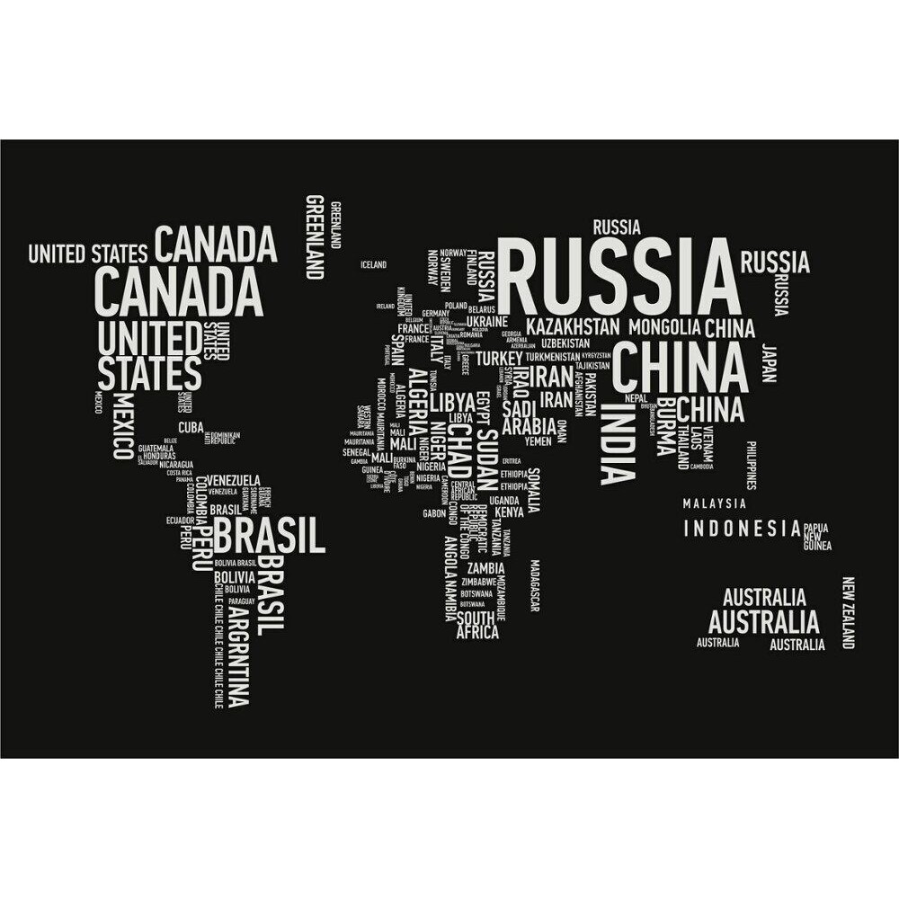 World Map Names Art Film Print Silk Poster Home Wall Decor 24x36inch ...