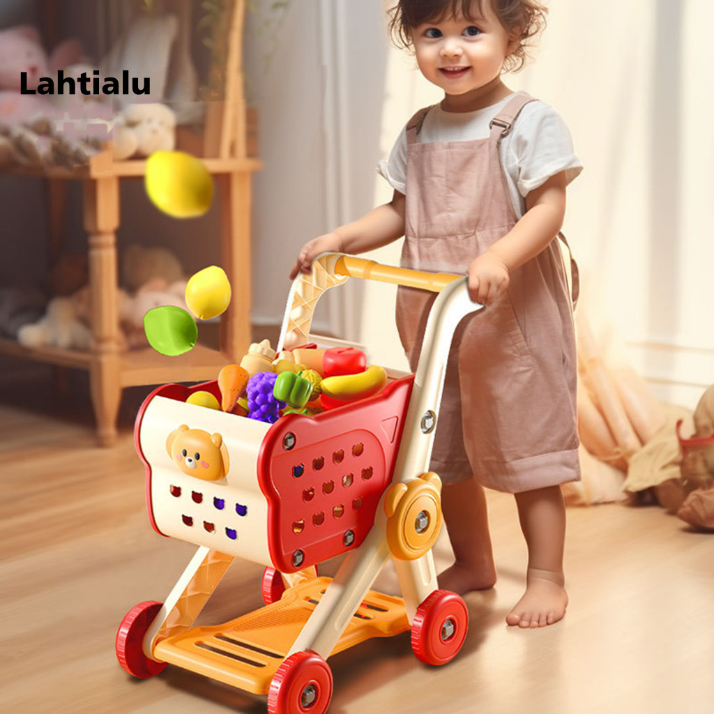 Lahtialu Super Capacity Toy Cart Kids Pretend Grocery Shopping Cart ...