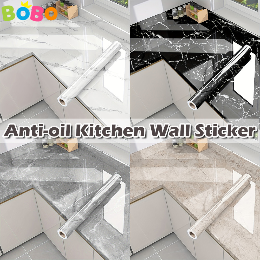 Marble Wallpaper Waterproof Oil-Proof Wall Stickers PVC Self Adhesive Kitchen Wallpaper | Shopee ...
