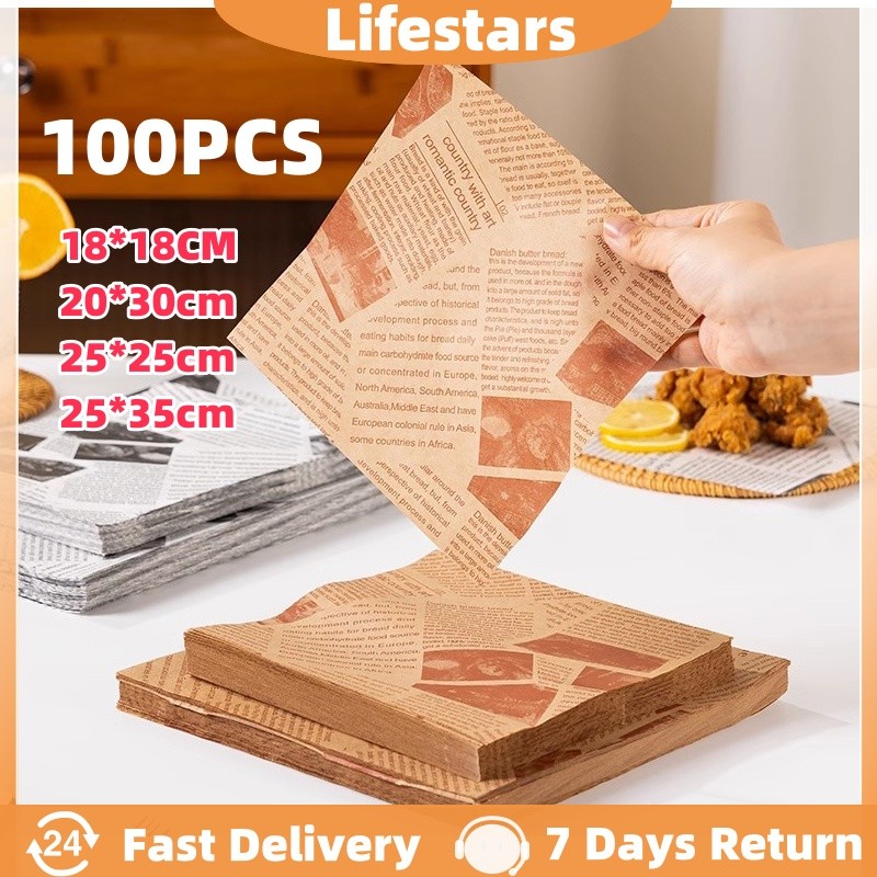 100pcs Wax Paper Greaseproof Food Paper Burger Sandwich Cake Roll ...