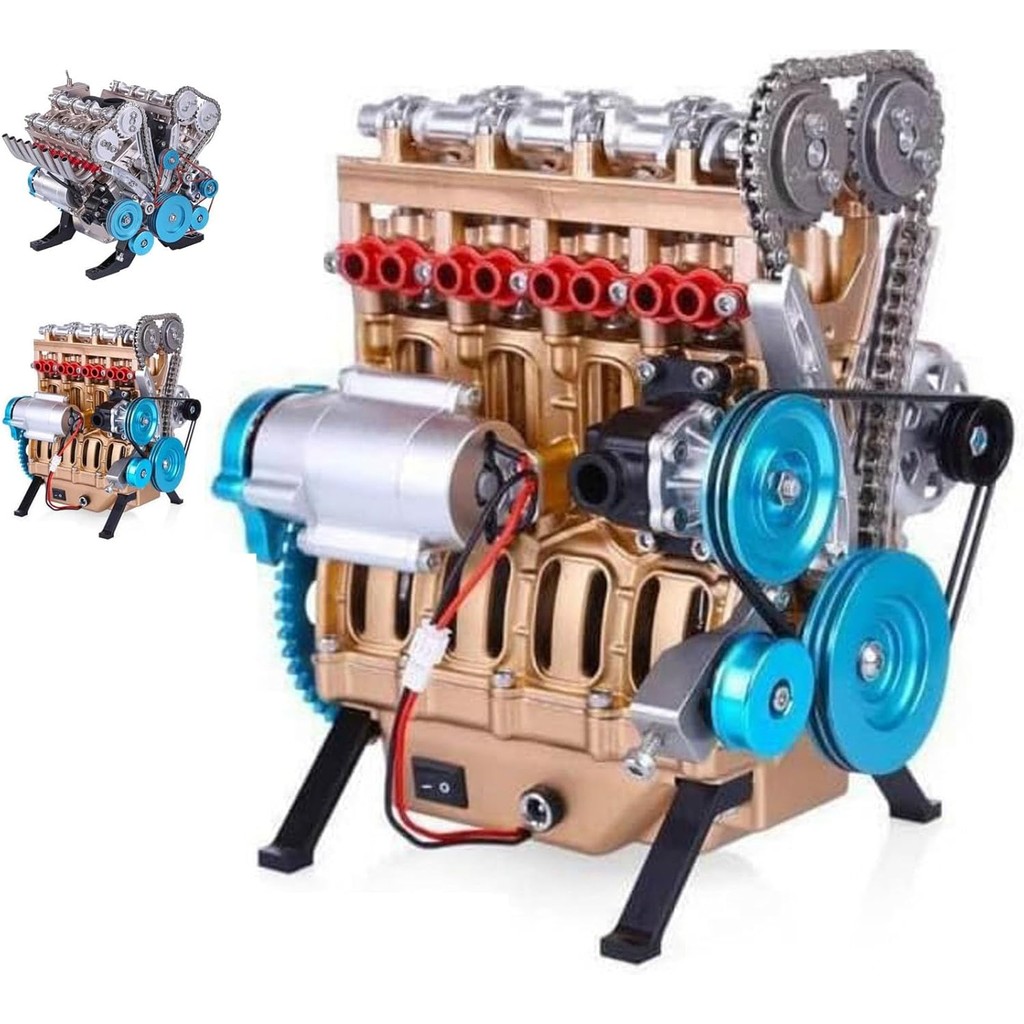 8-Cylinder Full Metal Car Engine Model, 4 Cylinder Car Engine Kit Adult ...