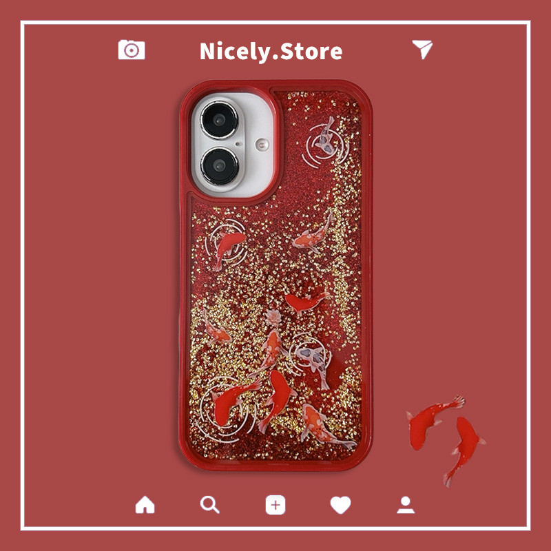 Good Luck Safe Koi Fish Acrylic Quicksand Phone Case Compatible for ...