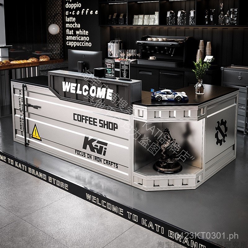 Cashier Counter Bar Table Bar Milk Tea Creative Front Desk Iron Art ...