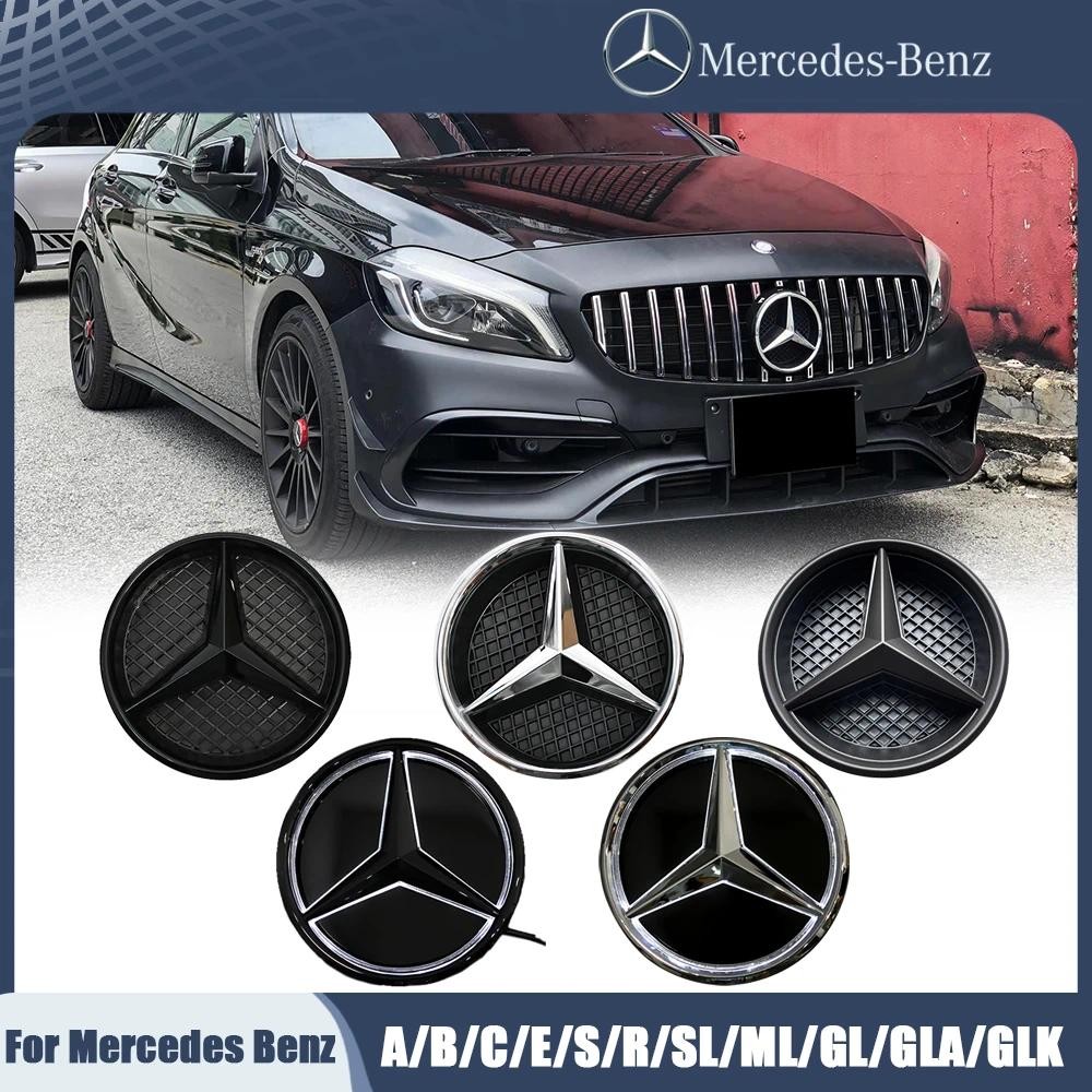 Chrome Silver LED Mirror Front Grille Star Emblems Logo For Mercedes ...