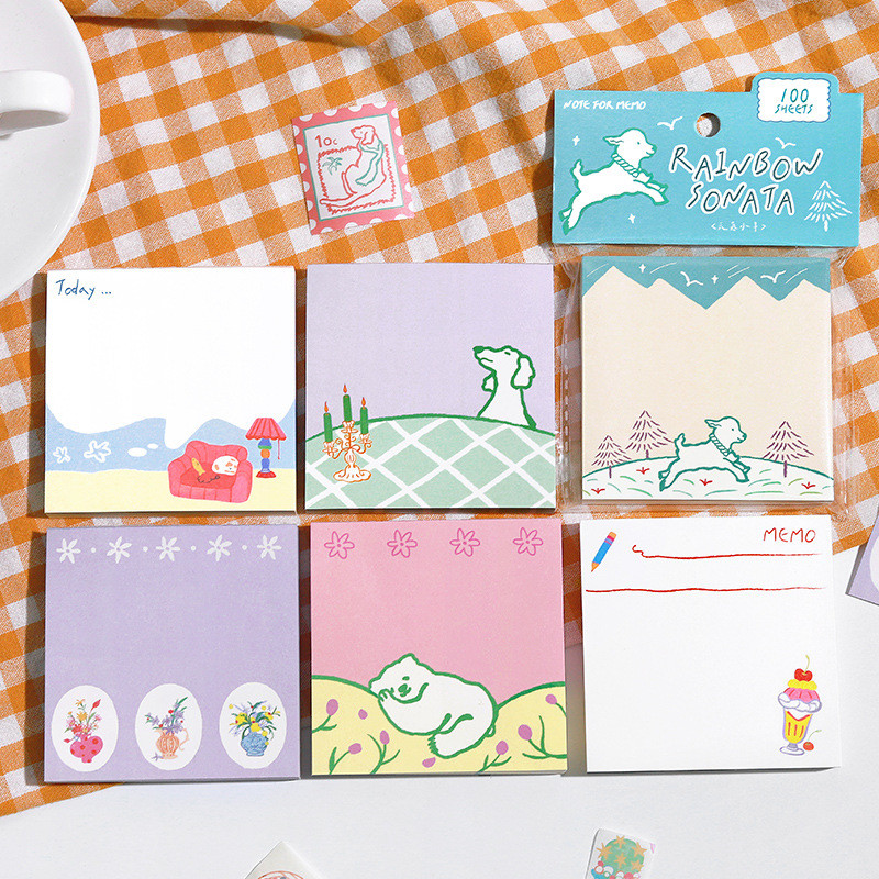 Cdaily|French Graffiti Note Pad Rainbow Sonata Note Cute Student Memo ...