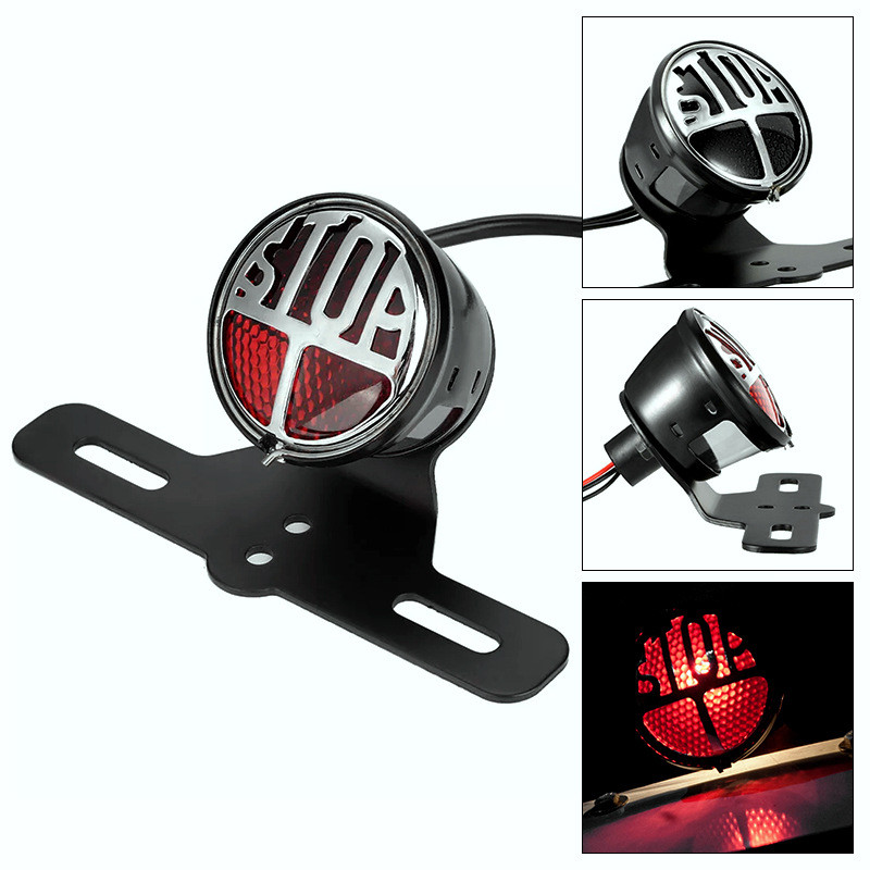 Metal Universal Motorcycle Tail Light Brake Light License Plate ...