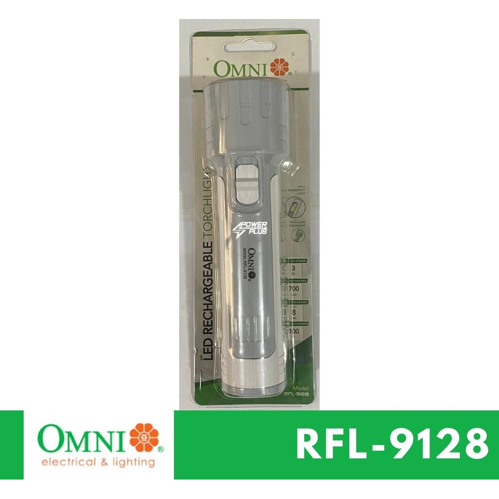 Omni LED Rechargeable Torchlight + Emergency Light - RFL-9128 Flashlight | Shopee Philippines