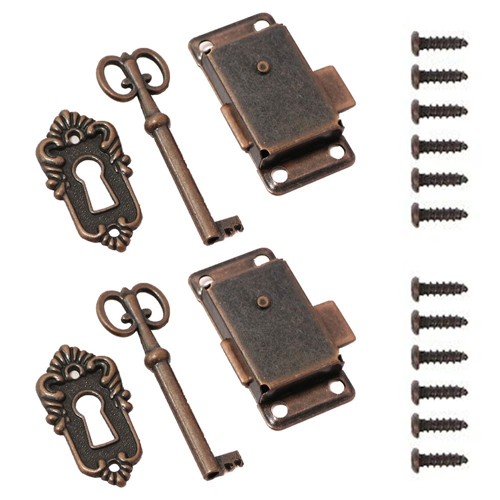 Antique Small Box Lock Set Vintage Keyed Locks for Wooden Furniture and ...