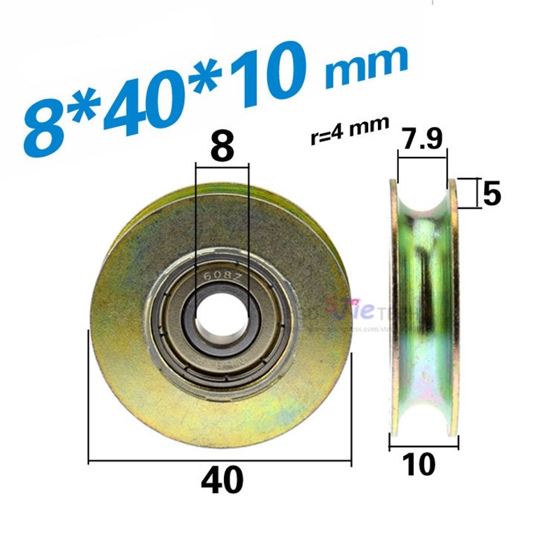 new 8*40*10mm U grooves roller, guide wheel, wire rope crossing wheel ...