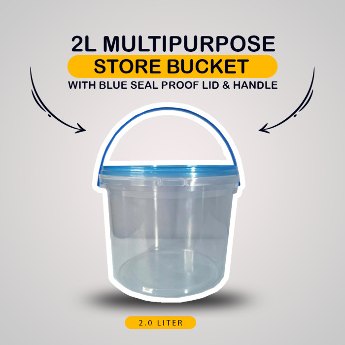 1 Liter Bucket with Seal Clear Storage Plastic Container Pail Canister ...