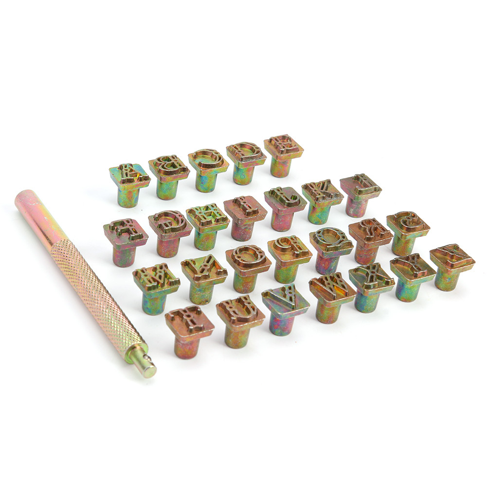 26 Stamps Zinc Alloy Letter Stamping Symbol Set Metal Leather Marking ...