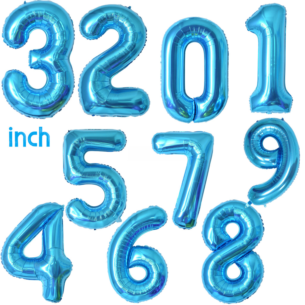 32inch Blue Number Balloon Digital Aluminum Foil Birthday Party ...