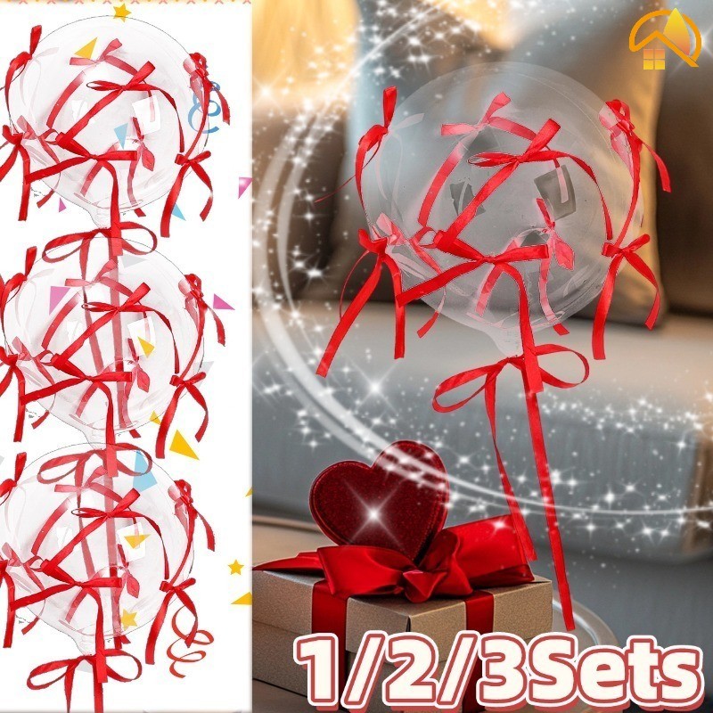 Romantic Exquisite Round Latex Bobo Balloon- Personalized Satin Ribbon ...