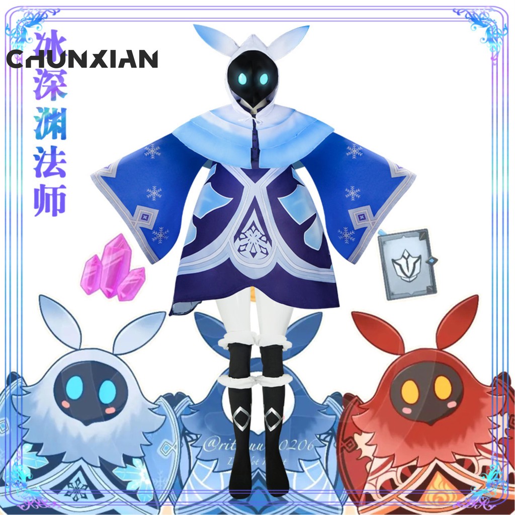 Genshin Impact Cosplay Ice Attribute Abyss Mage Costume Custom Cos Suit ...
